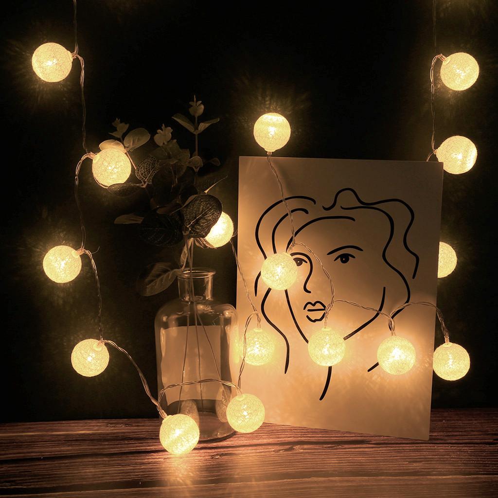 Buy TAM Cotton Ball String Lights 20 LED Cotton Remote Control String ...