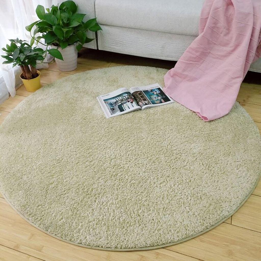Buy Furry Fluffy Household Round Floor Mat Plush Bedside Mat Vintage ...