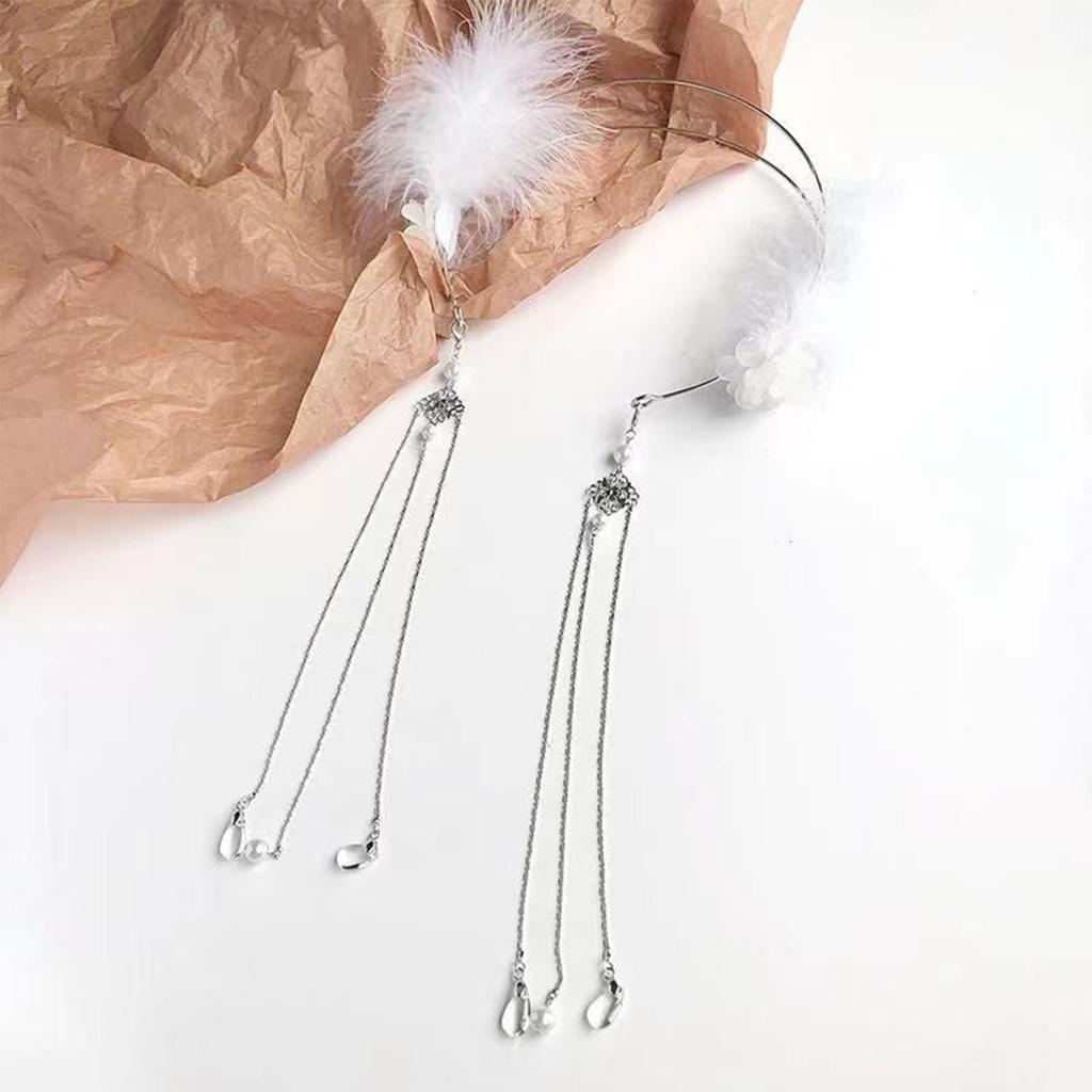 Buy Girls Plush Feather Hair Hoop Feather Heandband with Tassel ...