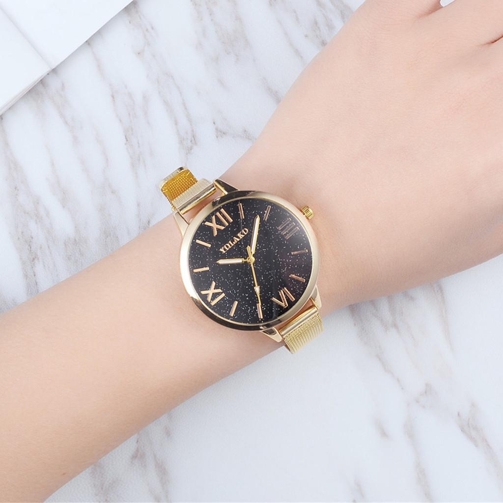 Buy YOLAKO New 2019 Fashion Starry Quartz Fine Mesh Belt Watch at ...