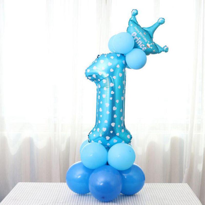 15pcs / set Mavi Pembe Sayı Balon Happy Birthday Balonlar Parti ...