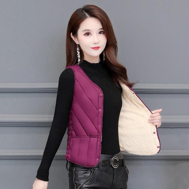Autumn and Winter Down Cotton Vest Women Plus Velvet Light and Thin ...