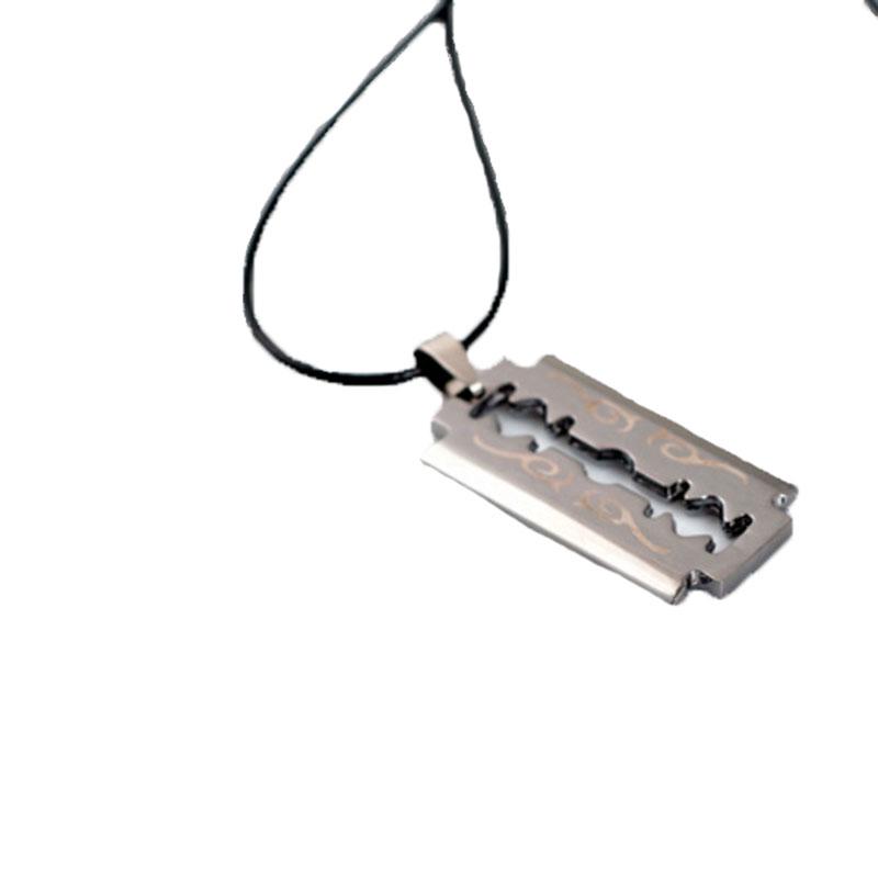 Buy Punk Stainless Steel Razor Blades Shaped Pendant Necklace for Men ...