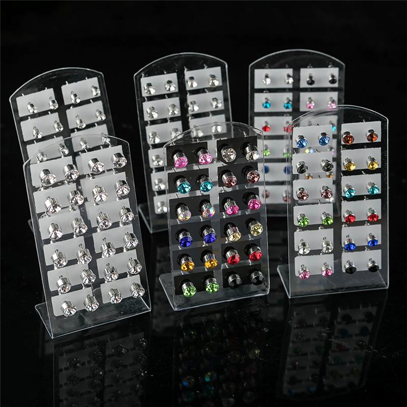 Buy 12 Pairs Colorful Rhinestone Earring Girl Fashion Women Sample Stud ...