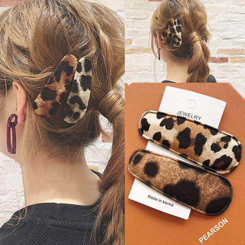 Buy Girl Water Drop BB Hair Clips Vintage Leopard Cloth Wrapped ...