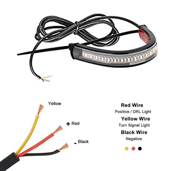 2Pcs TL064 Universal Flexible Front Motorcycle LED Light Black Signal ...
