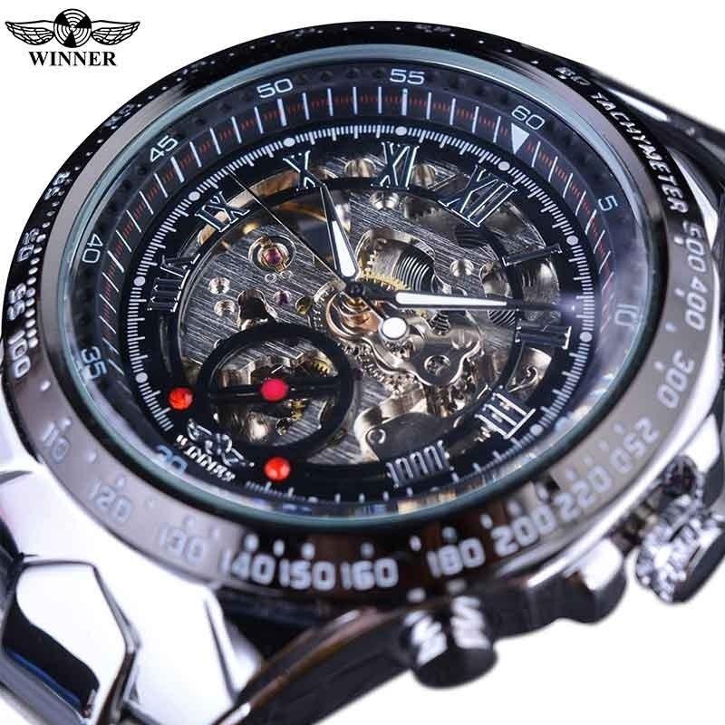 Buy Winner Brand Mens Sport Watches Stainless Steel Band Steampunk ...