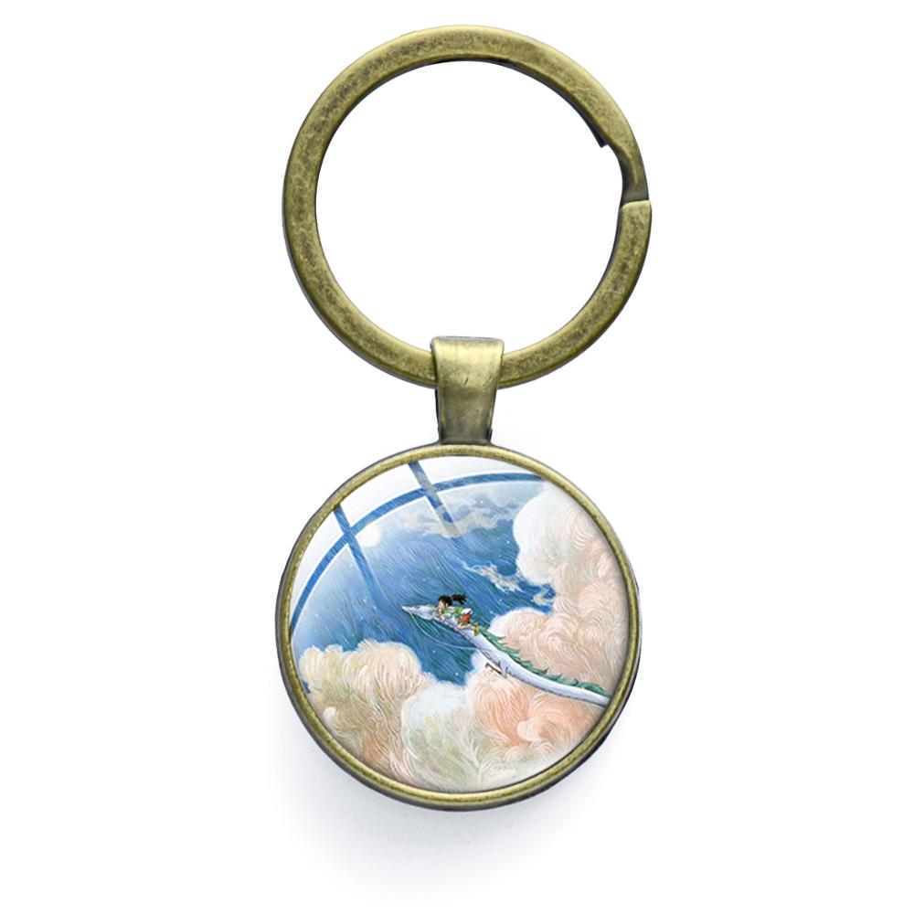 Cheap Kawaii Anime Spirited Away Keychain Crystal Glass Cabochon Art ...