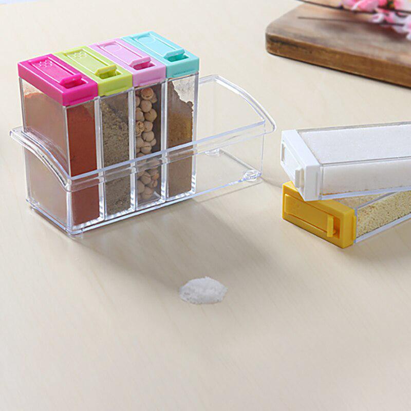 6pcs/Set Salt Spice Jar Spices Storage Box Transparet Plastic Seasoning ...