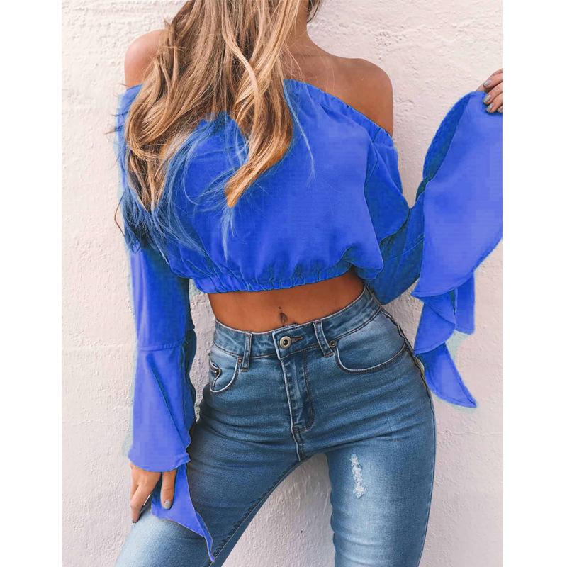 Buy Women's Sexy Off Shoulder Crop Tops Summer Casual Loose Tops T ...