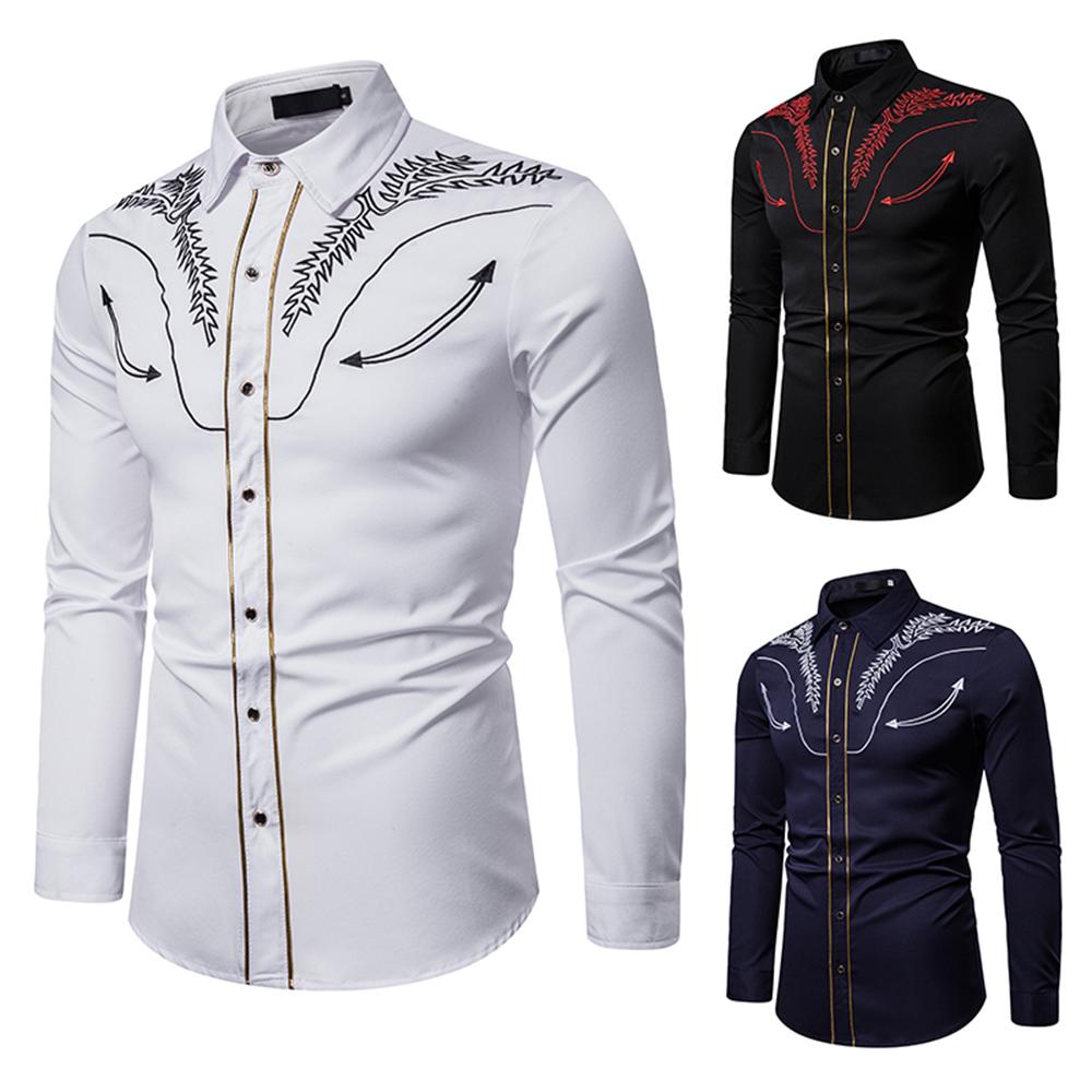 Buy New Arrival Men Shirts Creative Embroidery Cotton Polyester Blend ...