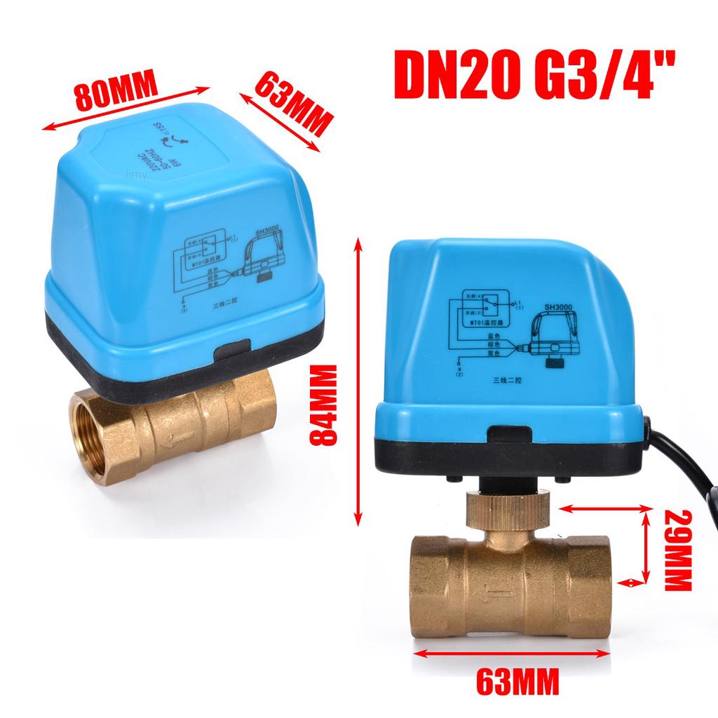 Buy Peigu New Brass G3/4" DN20 3/4 Inch 2 Way 220V Control Motorized Electrical Ball Valve at ...