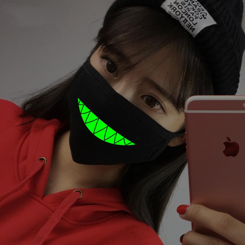 Buy Fashion Luminous Cartoon Mouth Mask Funny Face Mask for Women Man ...