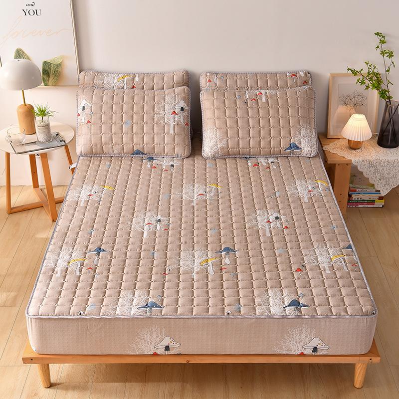 Buy Solid Color Hypoallergenic Bed Mattress Cover Thicken Quilted ...