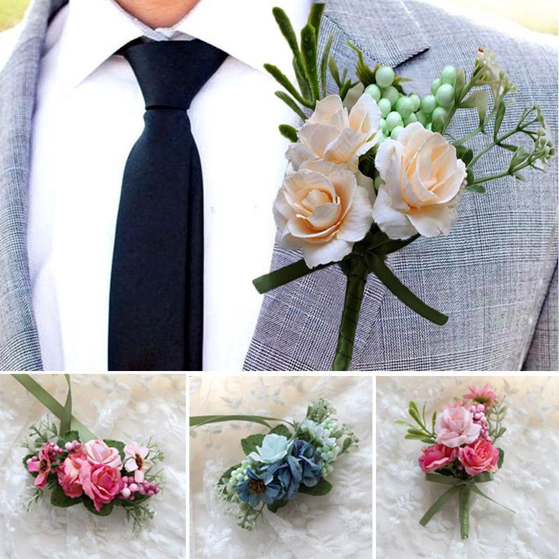 Fashion Prom Pin Brooch Corsage Silk Rose Wrist Flower Boutonniere ...