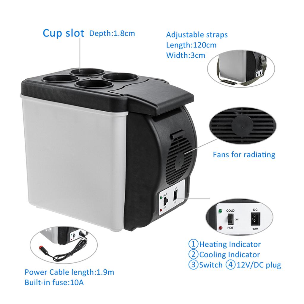 Buy 6L Portable 12V Car Fridge Cool %26 Warm Mode Mini Car Refrigerator ...