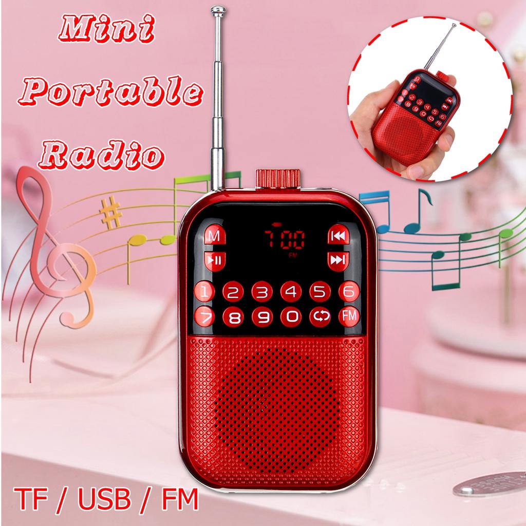 Buy Portable Radio FM 2.1 Bands Digital Key Selection Mini Pocket MP3 ...