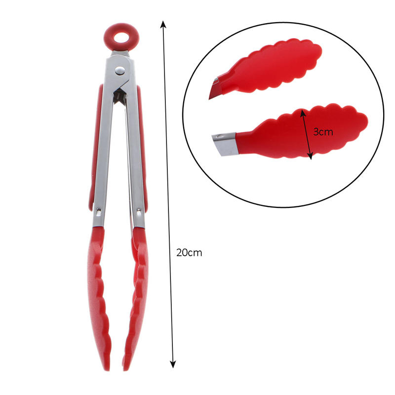 💰Kaufe 1PC Kochen Silikon Essen Servieren BBQ Zange Edelstahl Griff ...