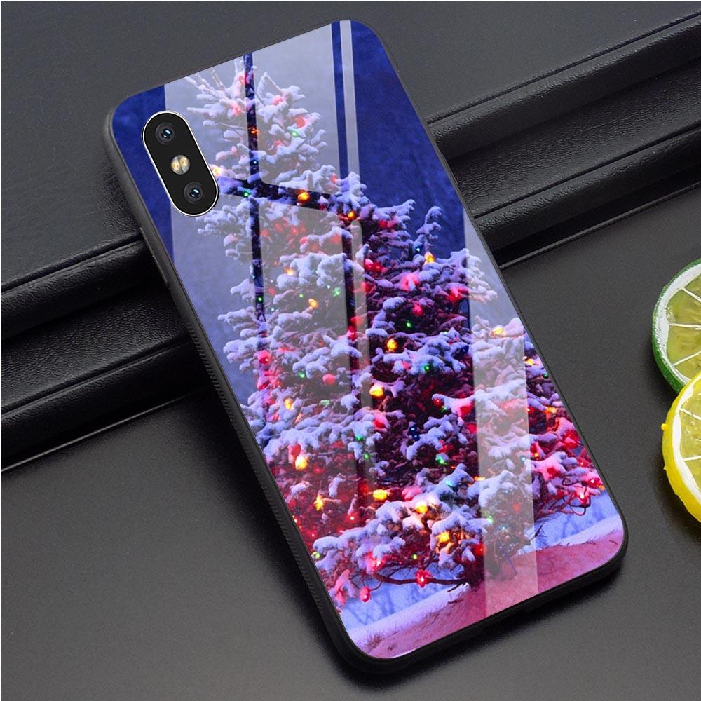 Buy Phone Case for iPhone X Christmas Xmas Tempered Glass Print ...