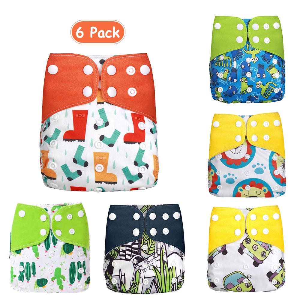 Buy Baby Cloth Diapers Pack of 6 Adjustable Washable Resuable 2-Layer ...