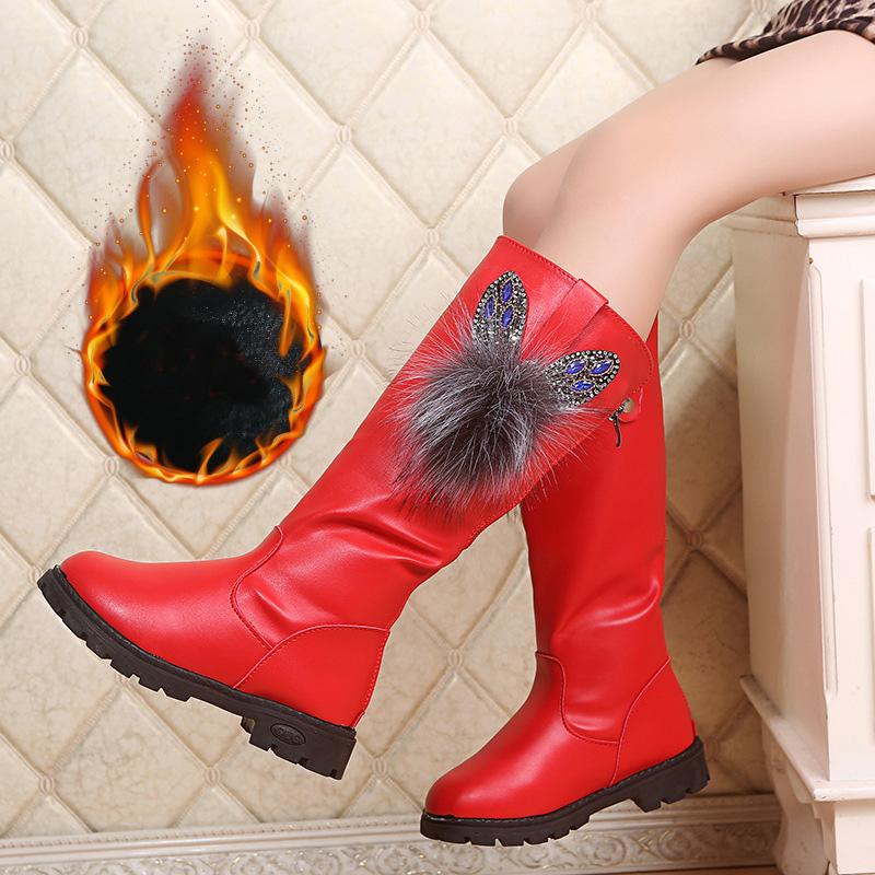 Otoño Invierno Chicas High tube Botas de felpa Casual Solid Color ...