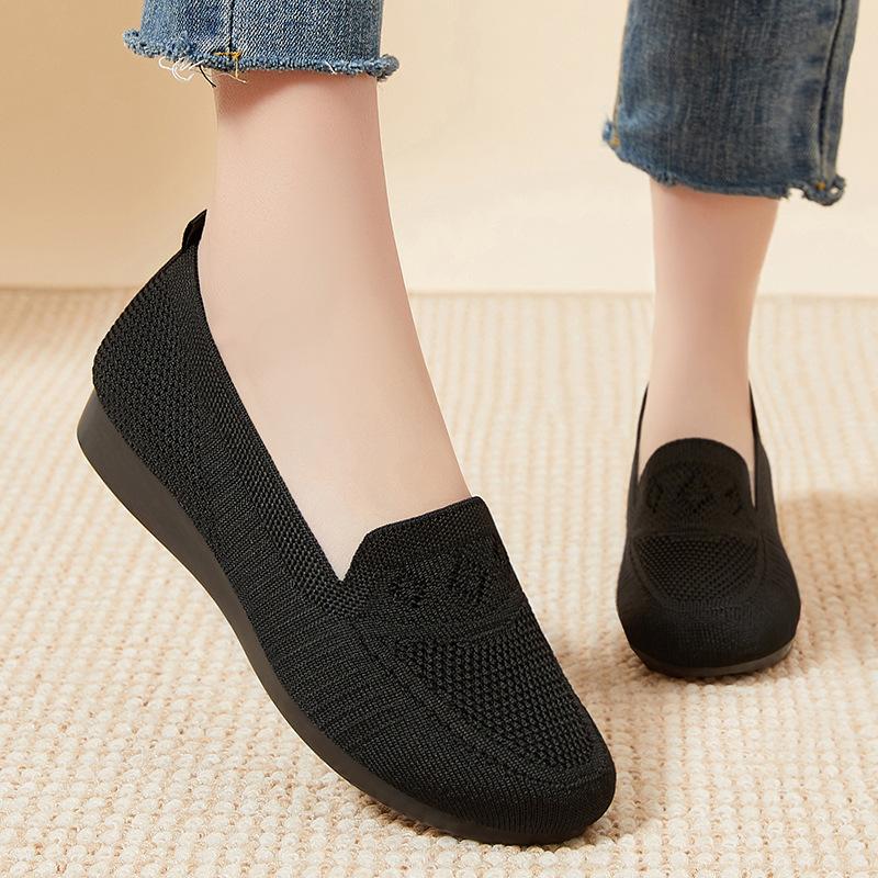 Women's Woven Mesh Cloth Soft Sole Shoes Hollow Out Breathable Slip-on ...