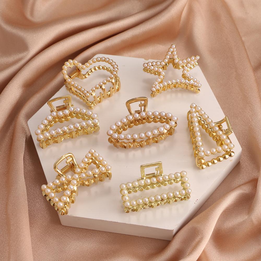 Buy Pearl Rhinestone Grasping Clip Temperament Back Head Clip Female ...