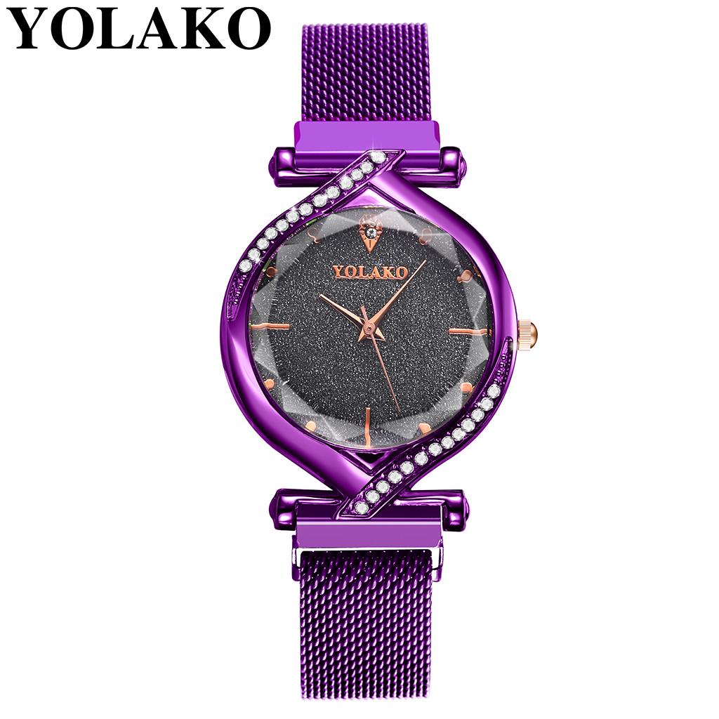 Buy YOLAKO Quartz Stainless Steel Band Women Magnet Buckle Irregular ...