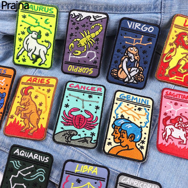 Satın alın 12Style Constellations Embroidery Patch Cartoon Patch Iron On Patches For Clothing ...