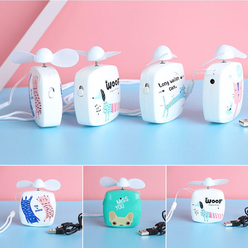 Buy Cute Cartoon Style Cooling Fan Cooler Portable USB Charging Air ...