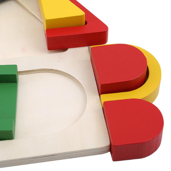 Wooden Puzzle Toy Teaching Aids Geometric Shape Cognitive Matching ToyS ...