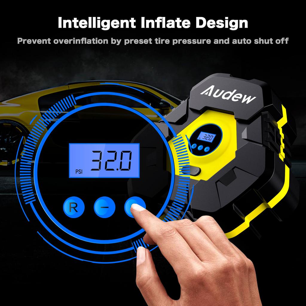 Kaufe AUDEW Reifen Inflator 12V 150PSI Portable Digital Electric Auto ...
