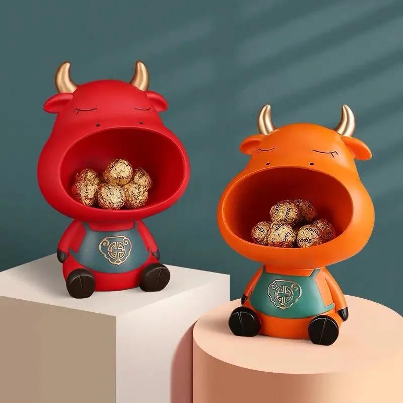 Buy Good Luck Cow Jewelry Key Storage Home Decor Mascot Ornaments Resin ...