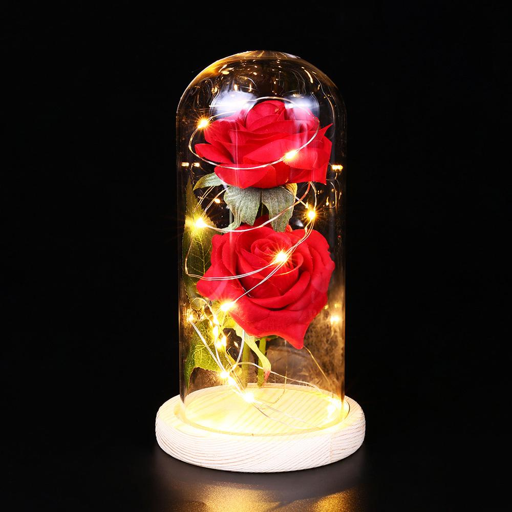 Satın alın Two Roses Glass Cover LED String Light Romantic Table Lamp ...