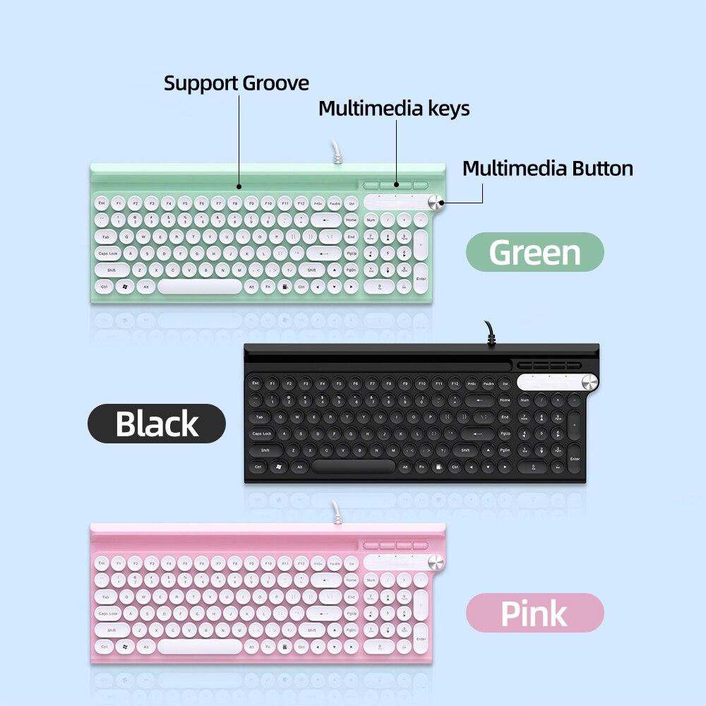 Cheap Waterproof Gaming Keyboard Retro Punk Round Keycap Keyboard USB ...