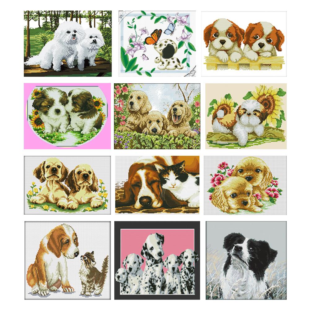 Buy Dog Cross Stitch Kits 11CT Stamped Printed Canvas DIY Embroidery ...