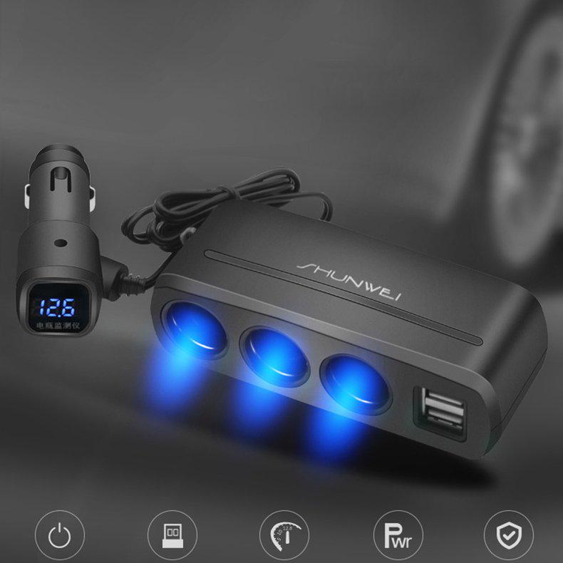 Buy Car Charger Flash Charge Double USB Mobile Phone Charger Black 12 ...