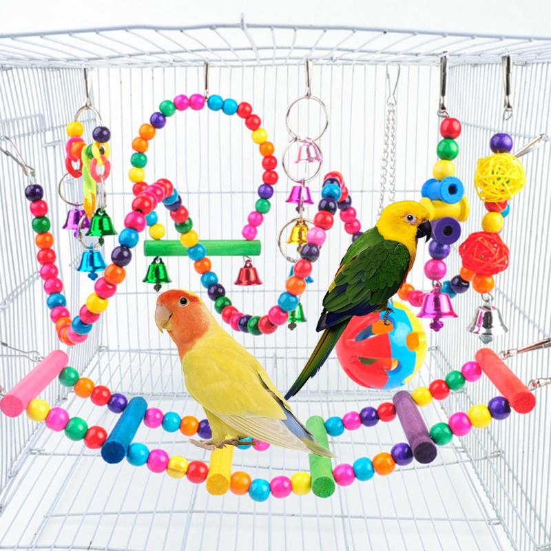 Parrot Bird Toys Reliable Chewable Colorful Cage Pendant With Removable ...