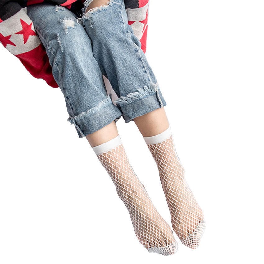 Buy Socks Women Sexy Lace Fishnet Net Plain Top-Ankle Short Socks ...