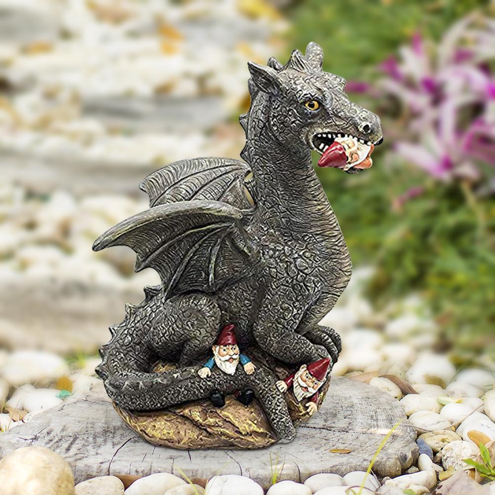 Buy Garden Gnome Dragon Resin Outdoor Dwarf Art Statue Gift Yard Lawn ...