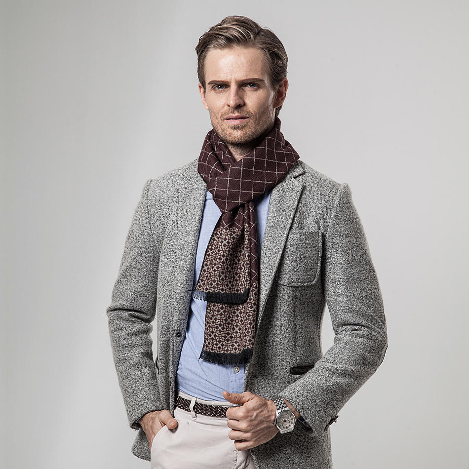 Buy Winter Warm Tartan Plaid Scarf Men Wool Cashmere Scarves Long Warp ...
