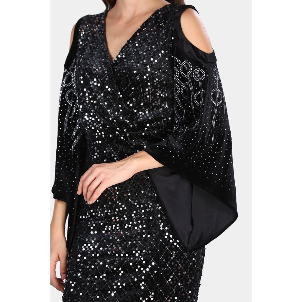Scaly Black Female Fish Model Velvet Evening Gown uygun fiyatlı satın ...