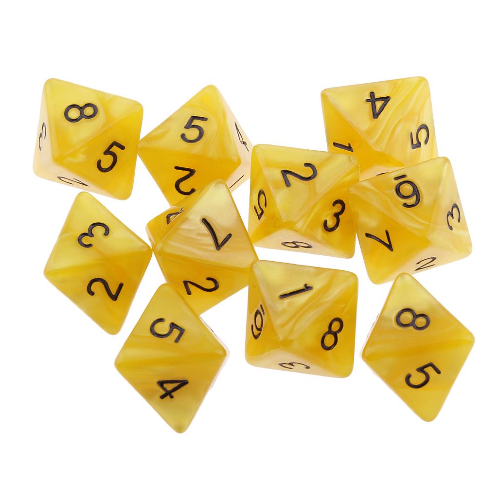 Buy 10pcs 8 Sided Dice D8 Polyhedral Dice for Party Table Games Yellow ...