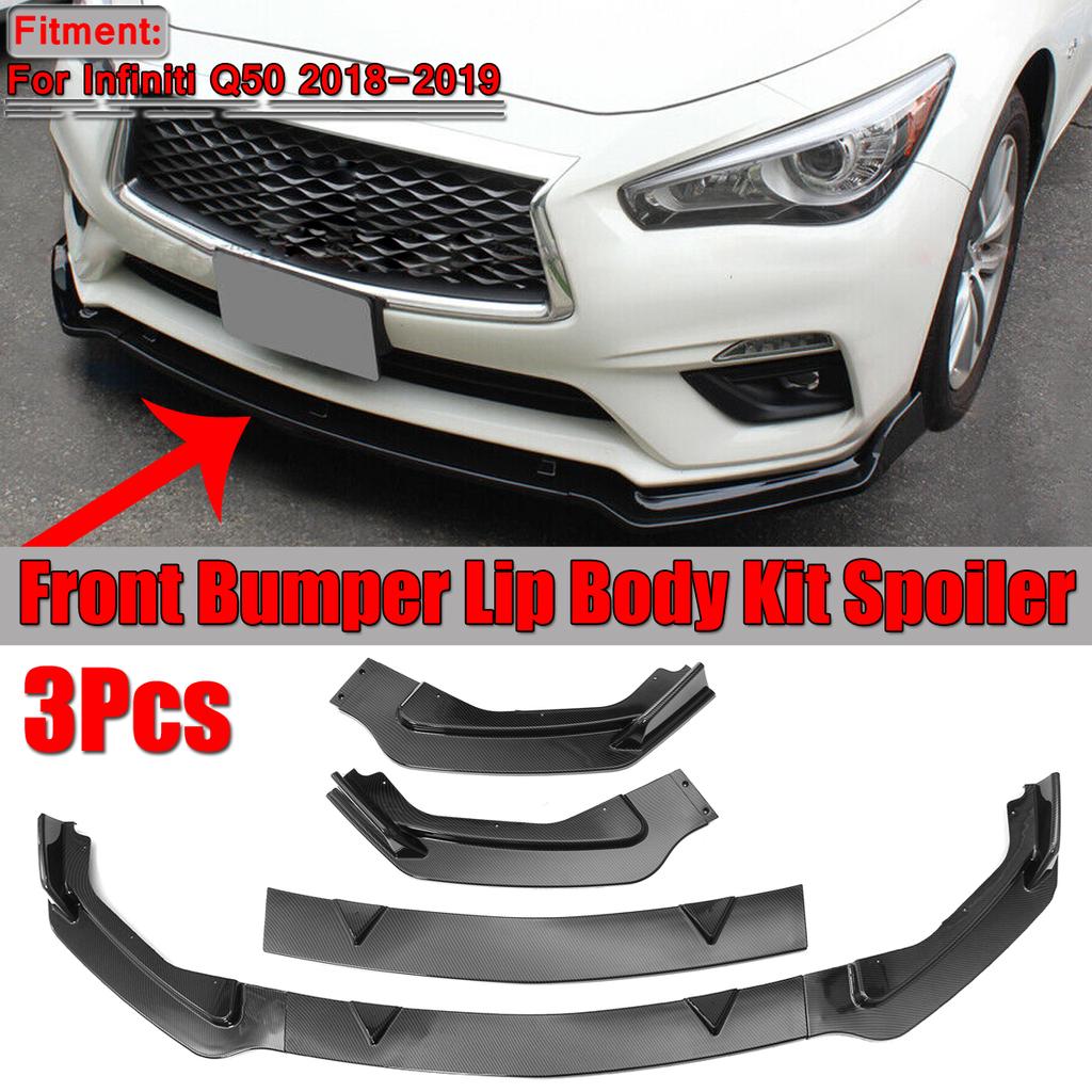 1 Set Front Bumper Lip Body Kit Spoiler Carbon Black For 2018-19 ...