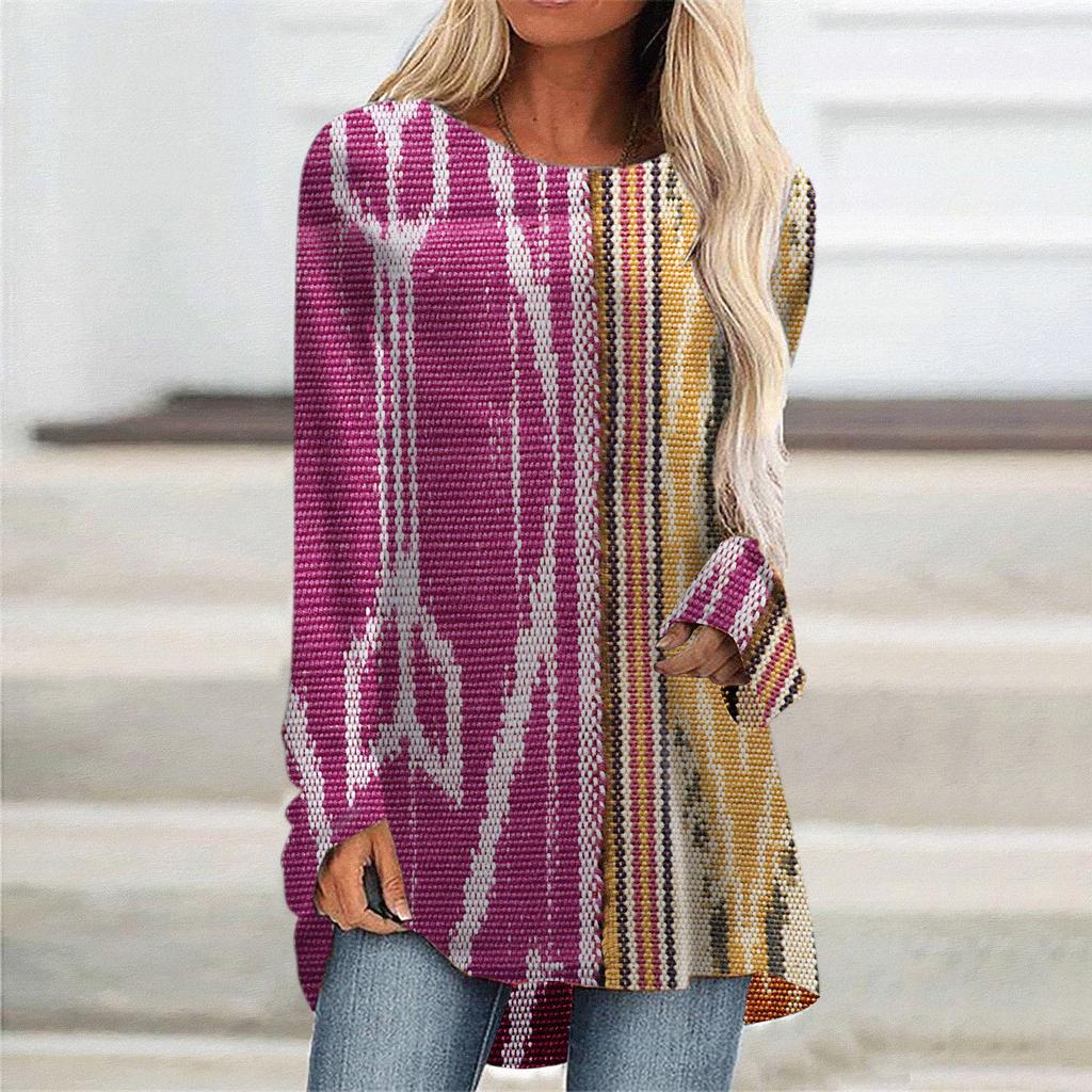 Cheap Fashion women's loose long-sleeved top casual crewneck autumn ...