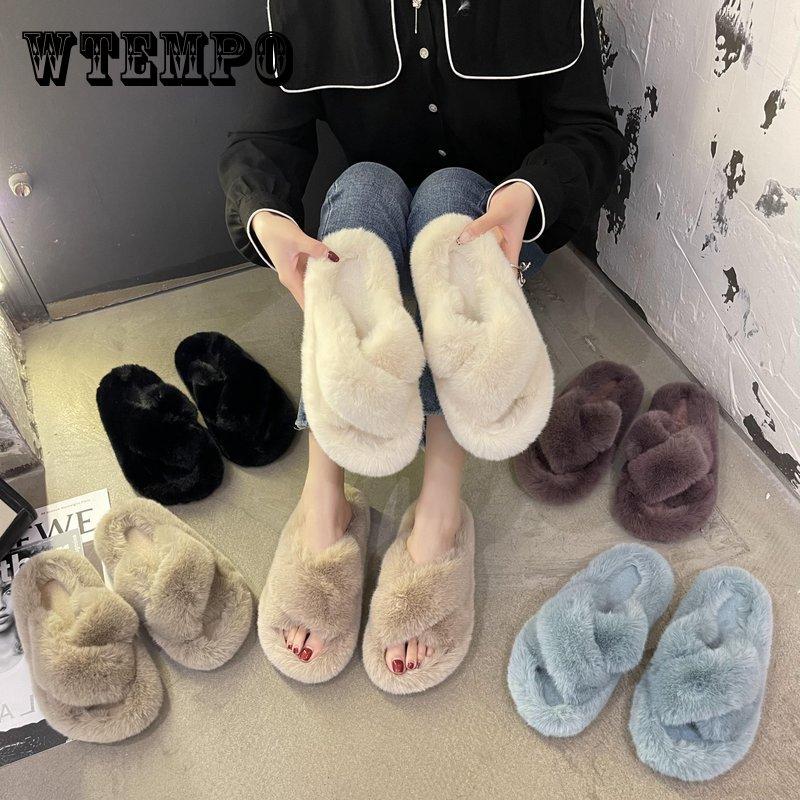 Buy Spring New Style Slippers Cross Taro Purple Flat Bottom Wool ...