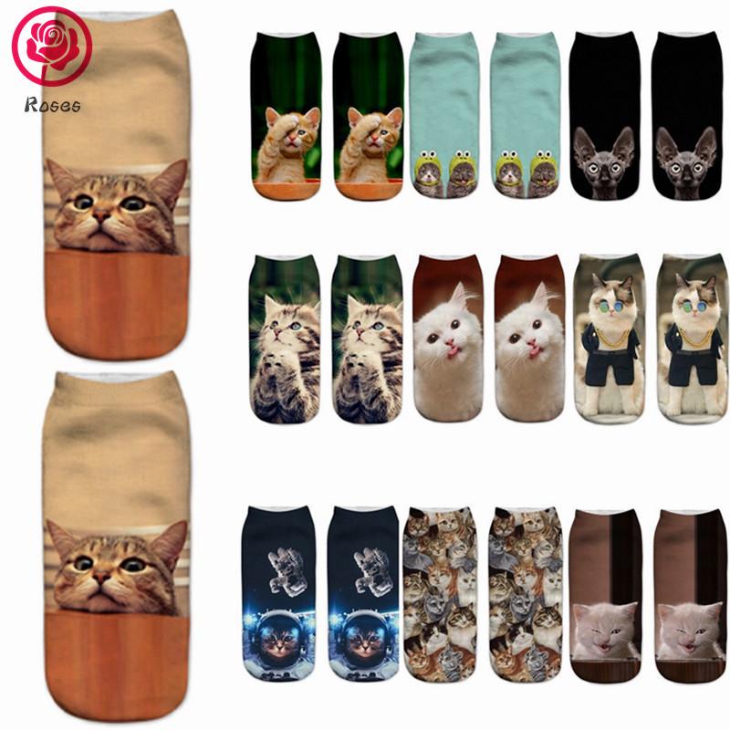 3D Cute Cat Printing Medium Sports Socks Casual Work Business Socks ...