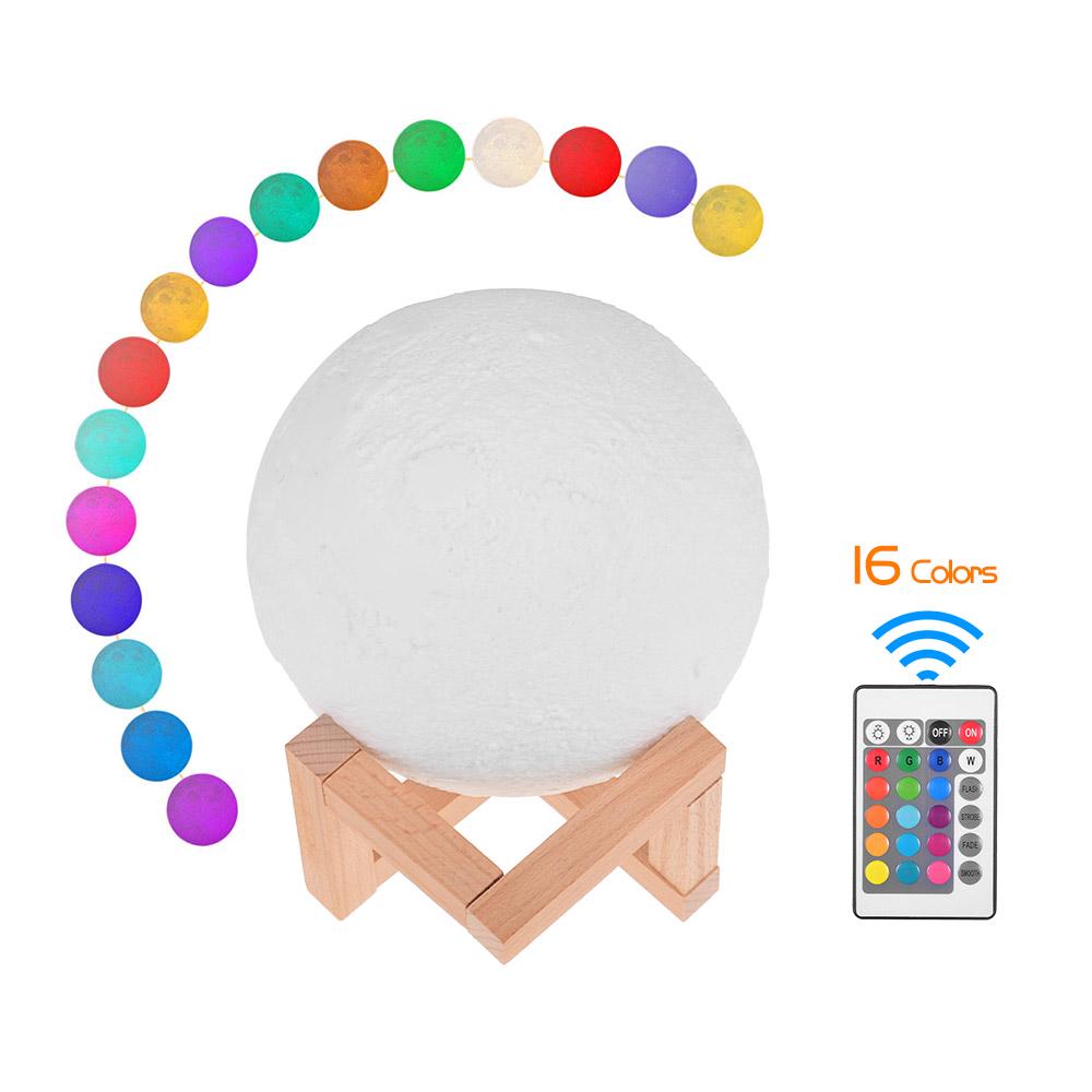 Buy Rechargeable Smart LED 3D Printing Moon Light Lamp with Stand Voice ...
