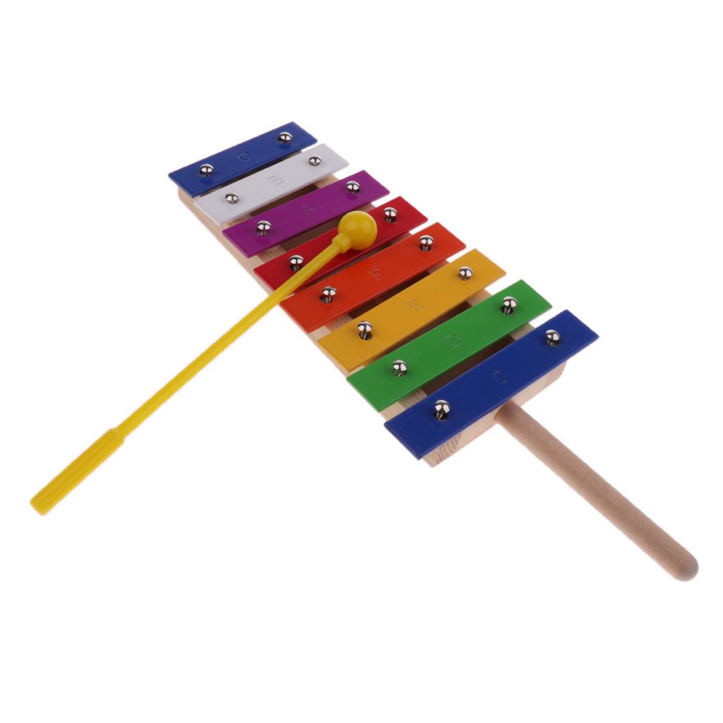 8 Tones Aluminum Xylophone with Mallet for Kids Musical Instrument Toy ...