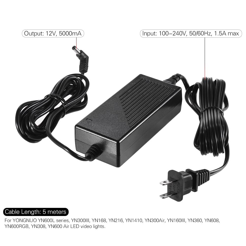 Buy YONGNUO 12V 5A AC Power Adapter with US Plug Wide Voltage 100-240V ...